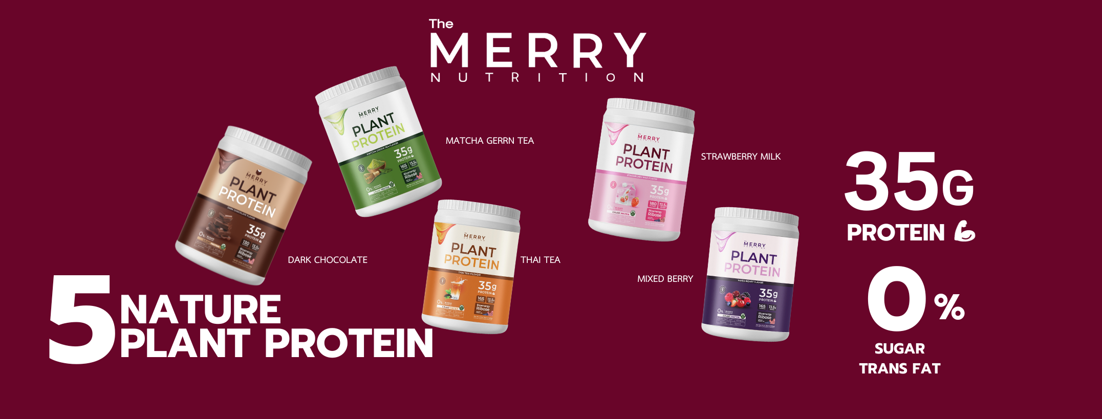 Merry Plant Protein อาหารเสริมโปรตีนจากพืช 5 ชนิด ทานง่าย